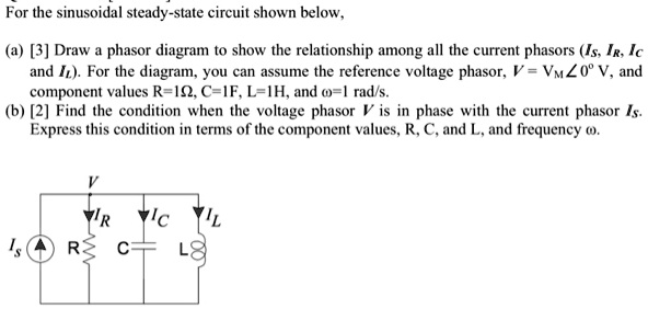 SOLVED: For the sinusoidal steady-state circuit shown below: a) Draw a phasor diagram to show ...