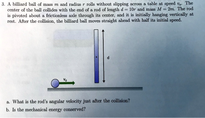 3. A billiard ball of mass m and radius r rolls without...