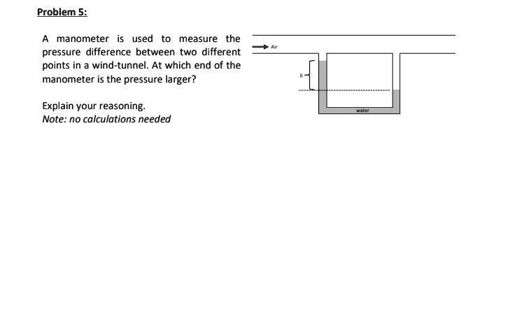 SOLVED: Problem 5: A manometer is used to measure the pressure difference between two different ...