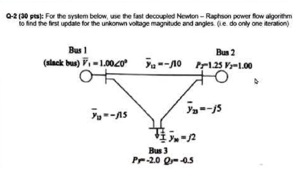 Video Solution Texts D 2 30 Pts For The System Below Use The Fast Decoupled Newton Raphson