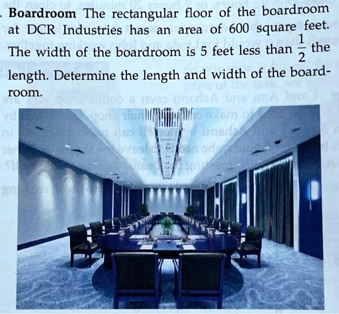 SOLVED: Boardroom: The rectangular floor of the boardroom at DCR ...