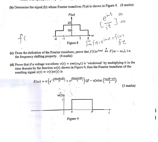 SOLVED: (b) Determine the signal () whose Fourier transform F() is shown in Figure 8. (8 marks ...