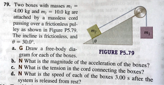 SOLVED: 79. Two boxes with masses mg 4.00 kg and mz 10.0 kg are attached by massless cord ...