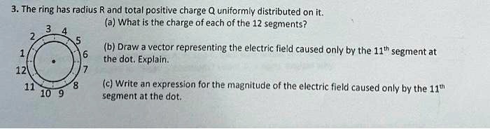 SOLVED: 3. The ring has radius R and total positive charge Q uniformly distributed on it. (a ...