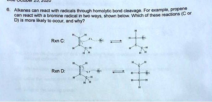 SOLVED: Alkenes can react with radicals through homolytic bond cleavage ...