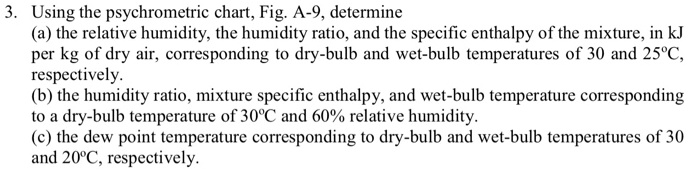 SOLVED: Thermo II: Air Systems Using the psychrometric chart, Fig.A-9 ...