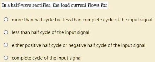 SOLVED: In a half-wave rectifier, the load current flows for less than ...
