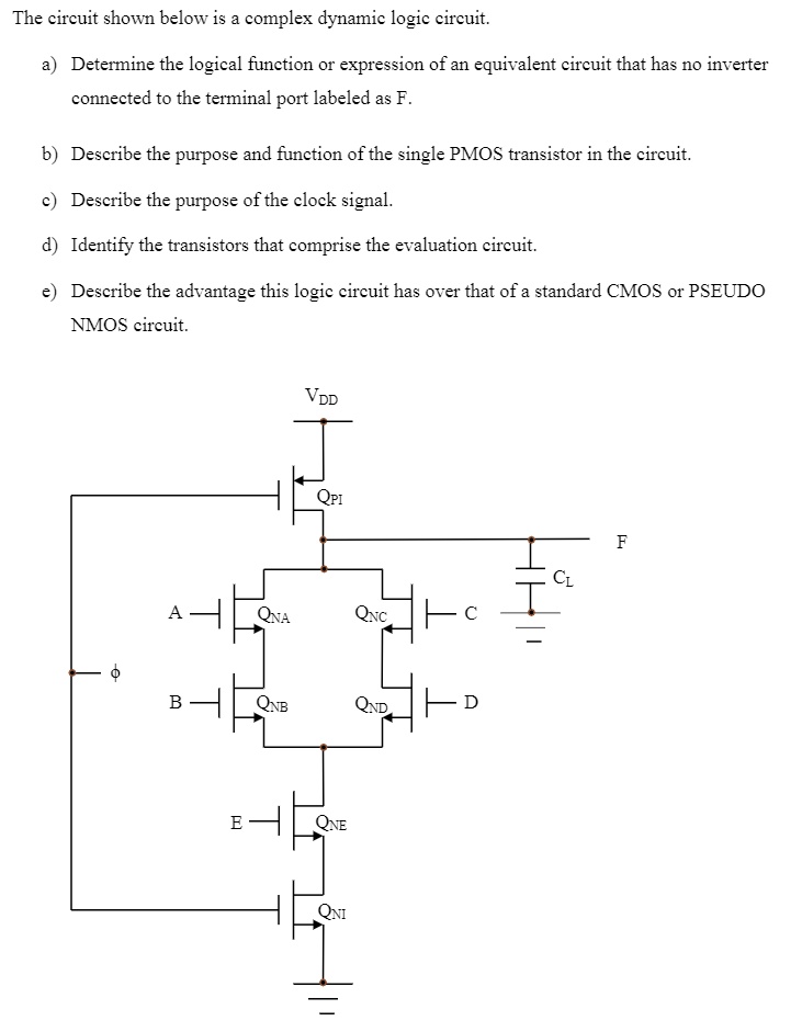 Solved The Circuit Shown Below Is A Complex Dynamic Logic Circuit Determine The Logical