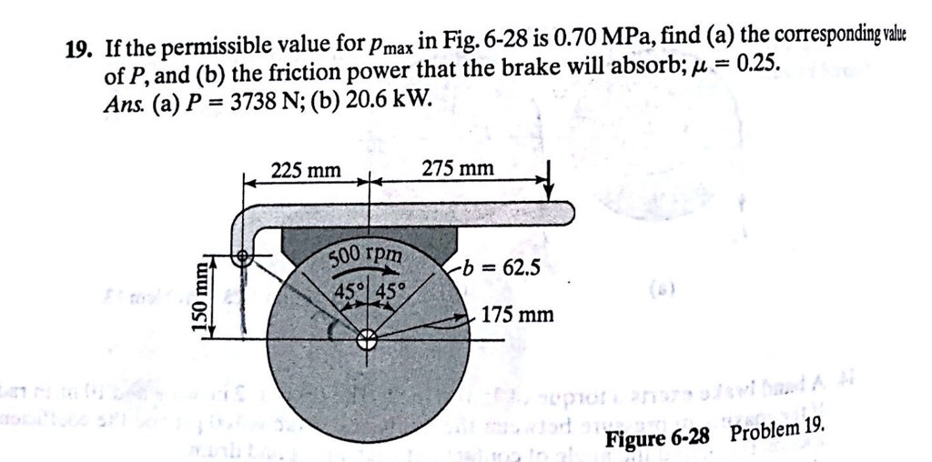 19. If the permissible value for Pmax in Fig. 6-28 is 0.70 MPa, find (a ...