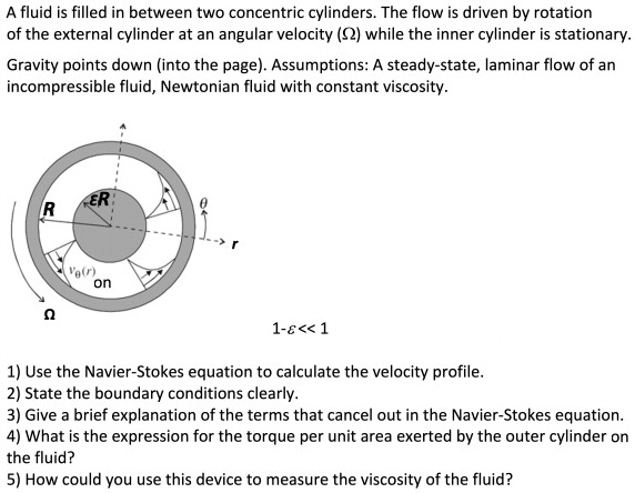 A fluid is filled in between two concentric cylinders. The flow is driven by rotation of the ...