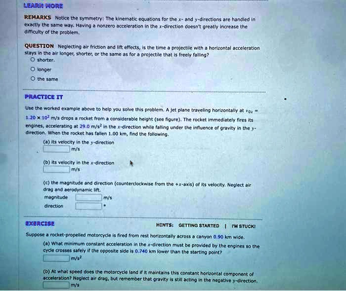 SOLVED: Texts: LEARN TO READ REMARKS: Notice the symmetry. The kinematic equations for the x ...