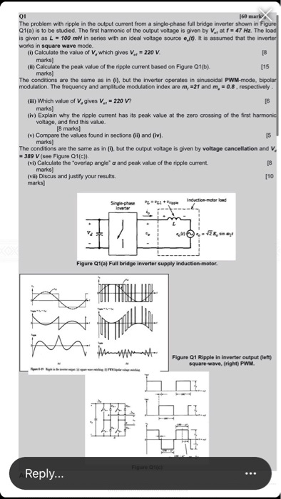 SOLVED: Q1 160 markX The problem with ripple in the output current from a single-phase full ...