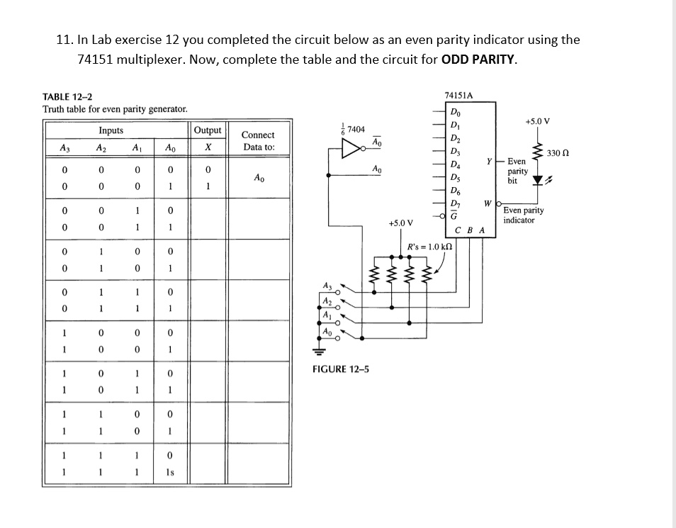 11 in lab exercise 12you completed the circuit below as an even parity indicator using the 74151 ...