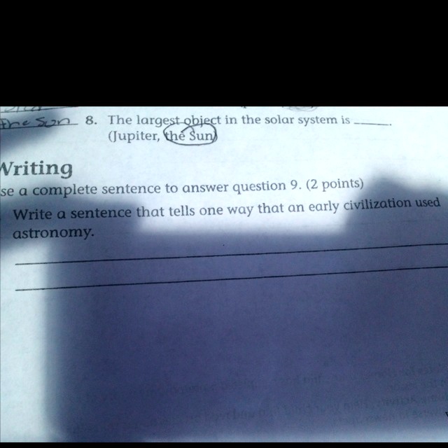 SOLVED: 'Can you help me on number nine please The largest object in the solar system (Jupiter ...