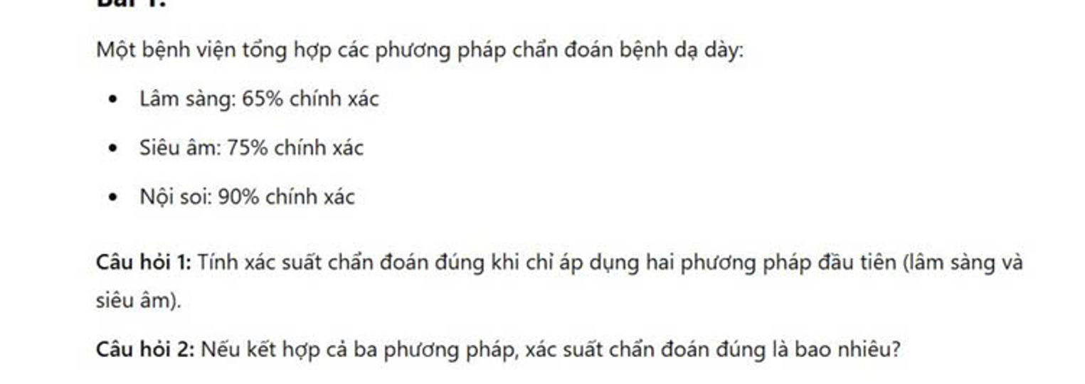 M?t b?nh vi?n t?ng h?p các ph??ng pháp ch?n ?oán b?nh d? dày: - Lâm sàng: 65 % chính xác - Siêu ...