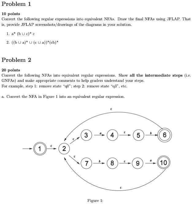 Problem 1 10 Points Convert The Following Regular Expressions Into Equivalent Nfas Draw The