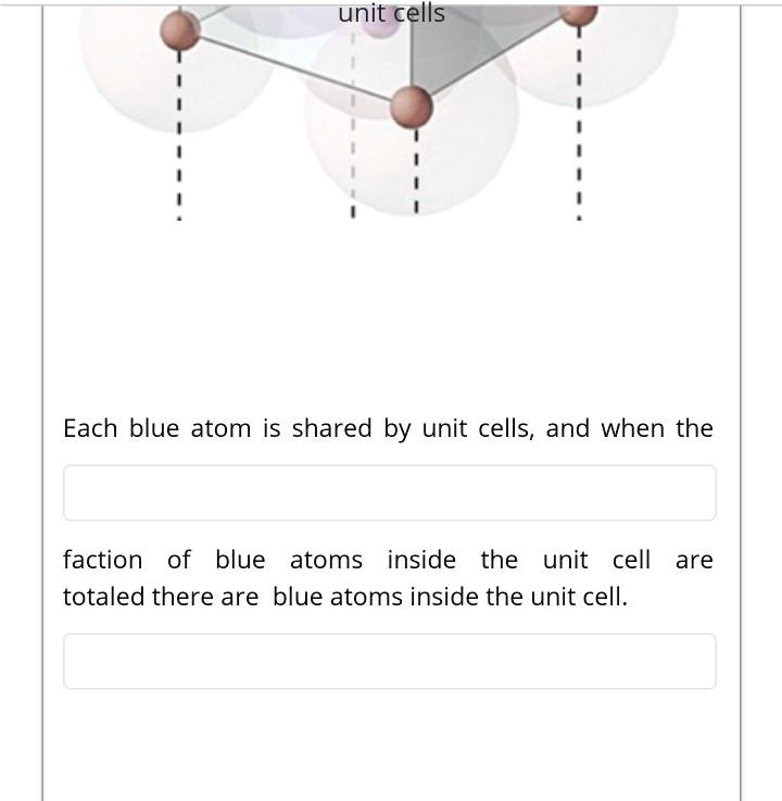 SOLVED: unit cells Each blue atom is shared by unit cells, and when the ...