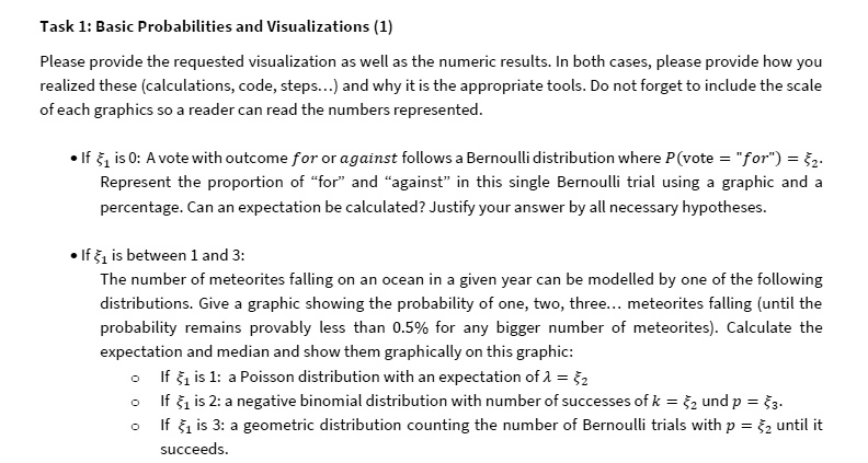 Texts: Task 1: Basic Probabilities and Visualizations (1) Please ...