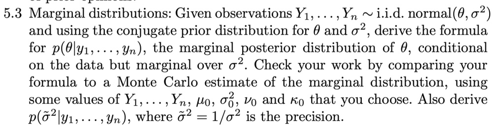 5.3 Marginal distributions: Given observations Y1, …, Yn ∼i.i.d. normal ...