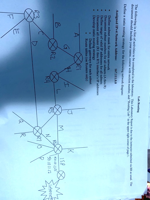Lab Routing The following is a list of activities to be completed in the laboratory. This ...