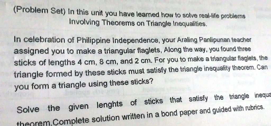 problem set in this unit you have learned ho to solve real life ...