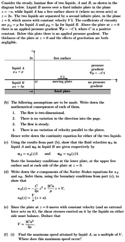 SOLVED: Consider the steady, laminar flow of two liquids, A and B, as ...