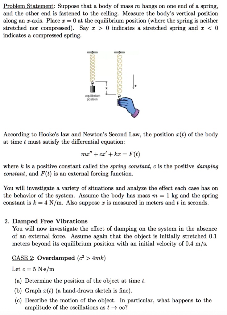 SOLVED: Problem Statement: Suppose that a body of mass m hangs on one ...
