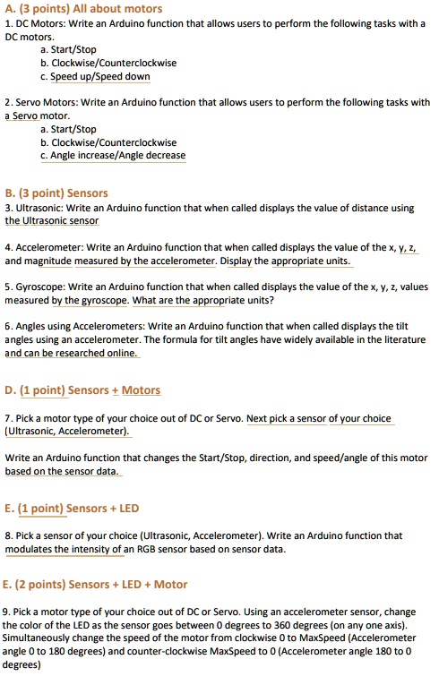 Solved A 3 Points All About Motors 1 Dc Motors Write An Arduino Function That Allows Users 8477