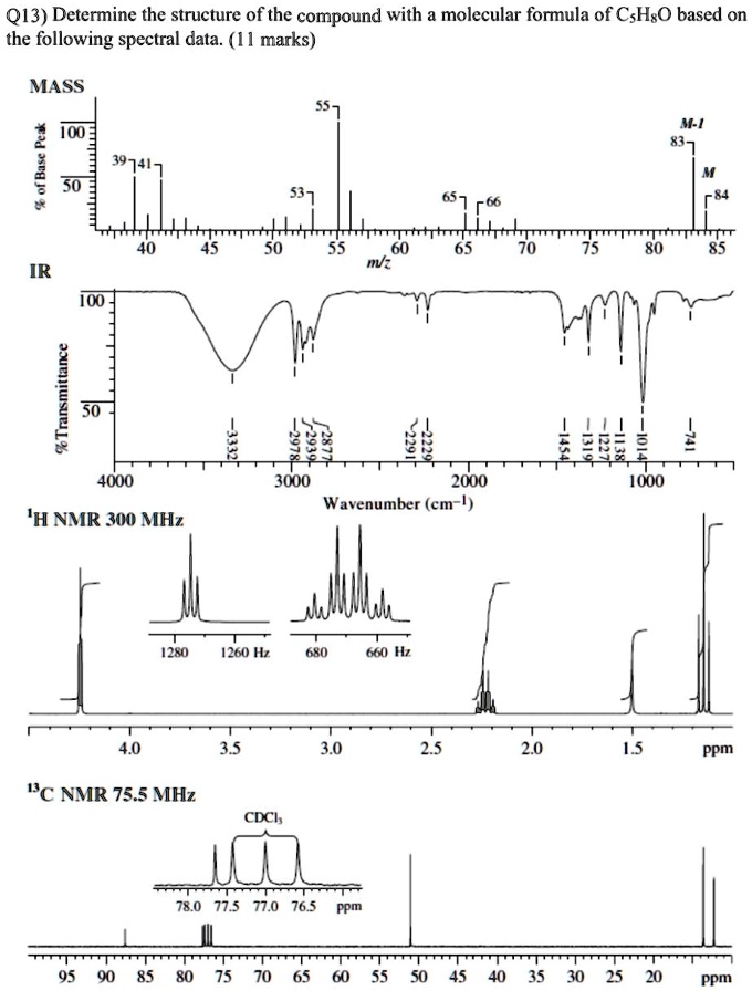 Q13) Determine the structure of the compound with a molecular formula ...