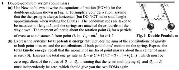 Texts 1 Double Pendulum System Point Mass A Use Newtons Laws To Write The Equations Of Motion