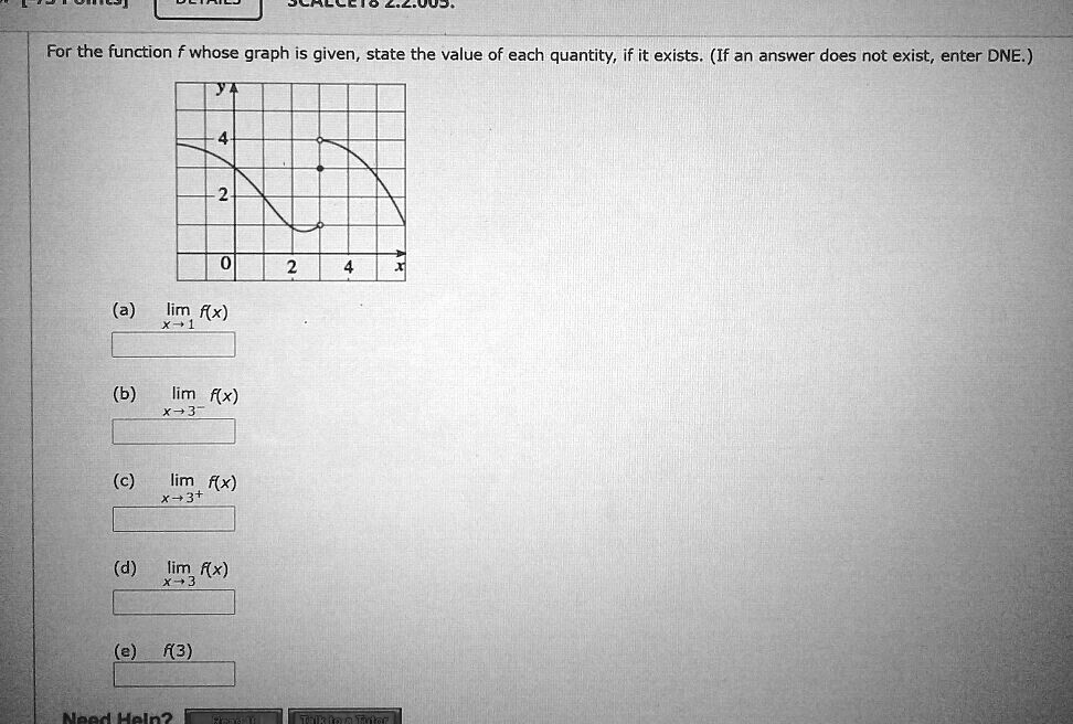 SOLVED: For the function f whose graph is given, state the value of each quantity; if it exists ...