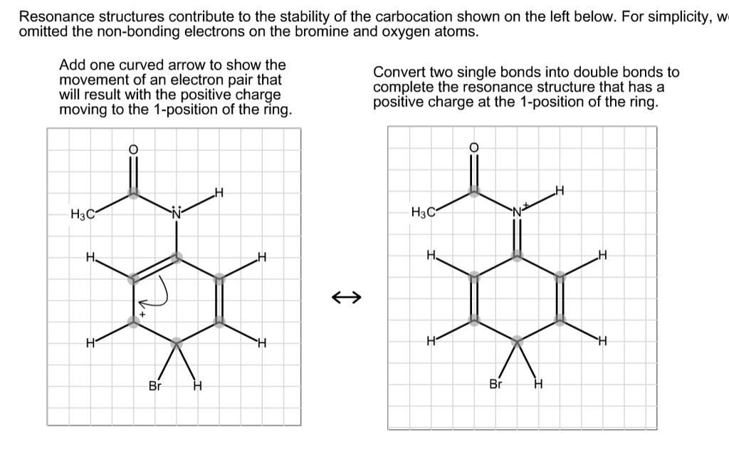 SOLVED: Resonance structures contribute to the stability of the carbocation shown on the left ...