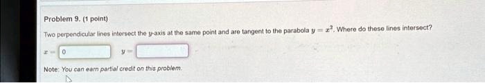 Solved Problem 9 1 Point Two Perpendicular Lines Intersect The Y