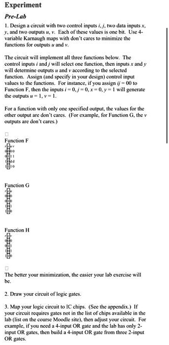 Solved Experiment Pre Lab 1 Design A Circuit With Two Control Inputs I And J Two Data Inputs