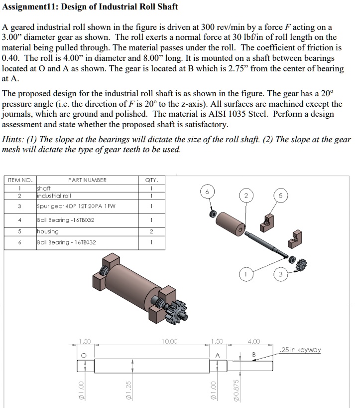 Assignment11: Design of Industrial Roll Shaft A geared industrial roll ...