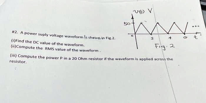 SOLVED: 2. A power supply voltage waveform is shown in Fig. 2. i) Find the DC value of the ...