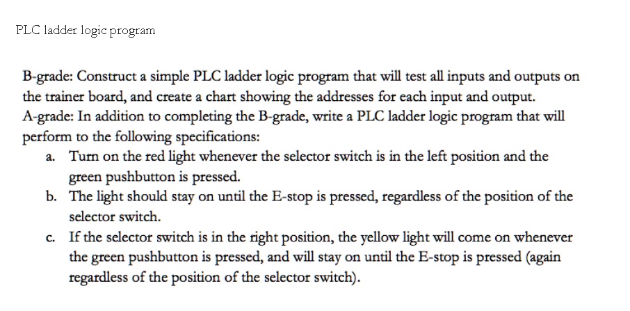 Solved Plc Ladder Logic Program B Grade Construct A Simple Plc Ladder 0454