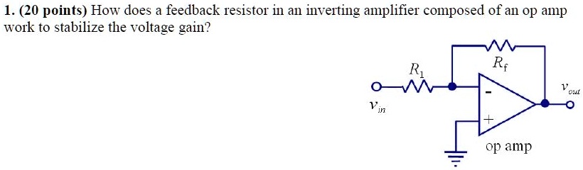 SOLVED: 1.20 points) How does a feedback resistor in an inverting amplifier composed of an op ...