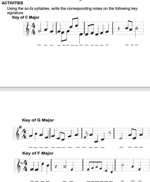 SOLVED: 'ACTIVITIES Using the so-fa syllables, write the corresponding ...