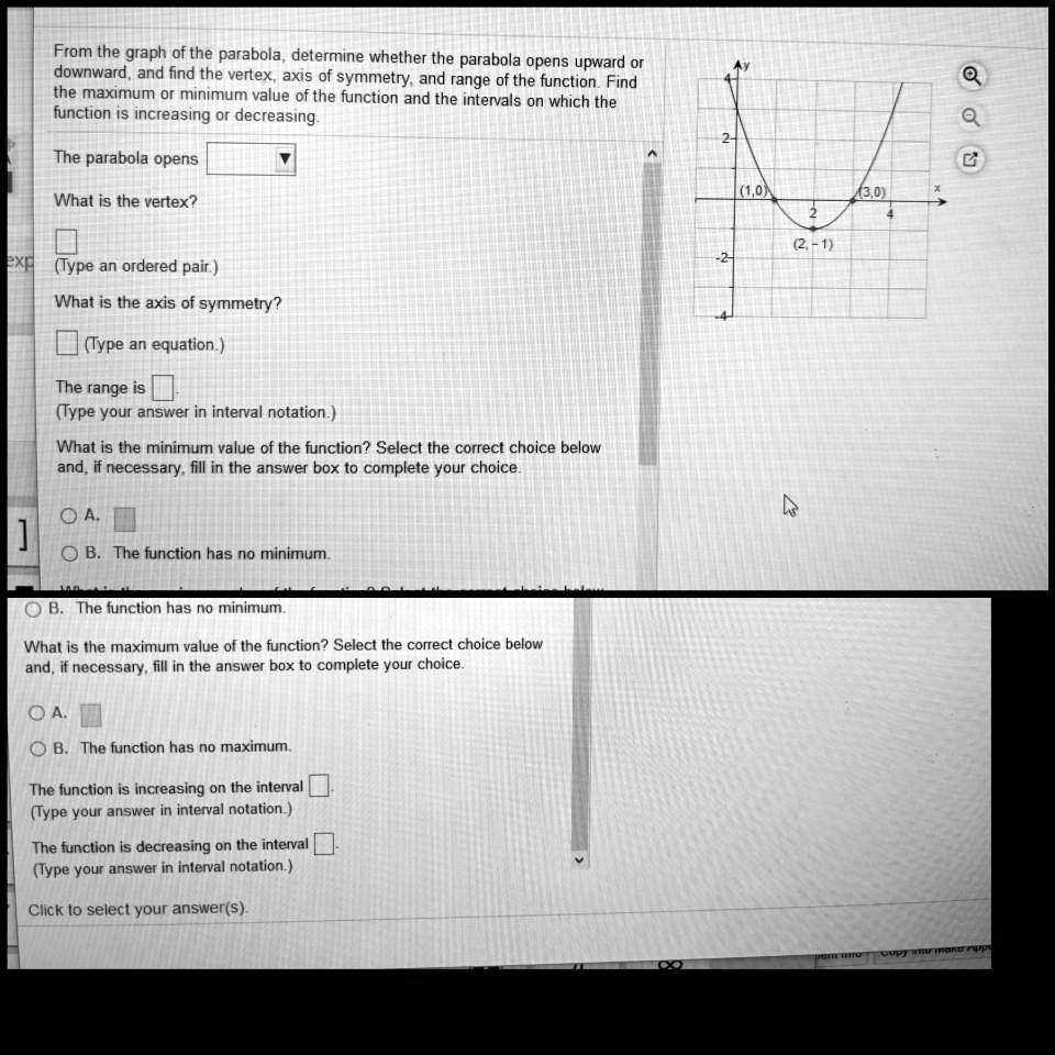 from the graph ofthe parabola determine whether the parabola opens ...
