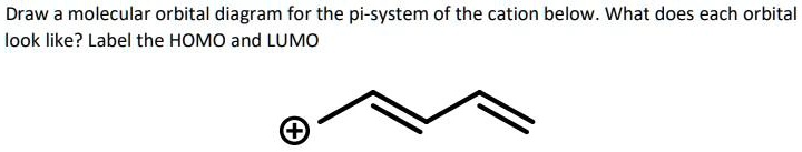 Draw a molecular orbital diagram for the pi-system of the cation below ...