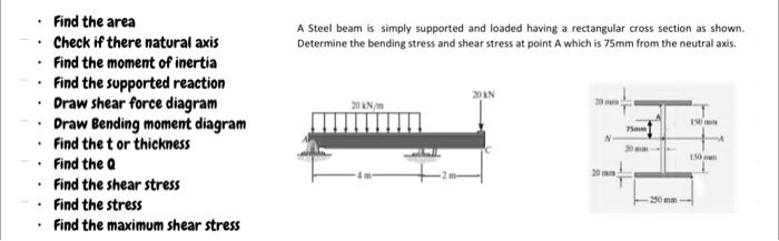 Find the area. Check if there is a natural axis. Find the moment of ...