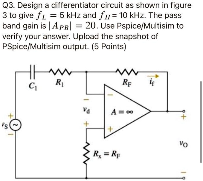 SOLVED: Please construct this circuit in Multisim and show the correct Bode plotter graph. Q3 ...