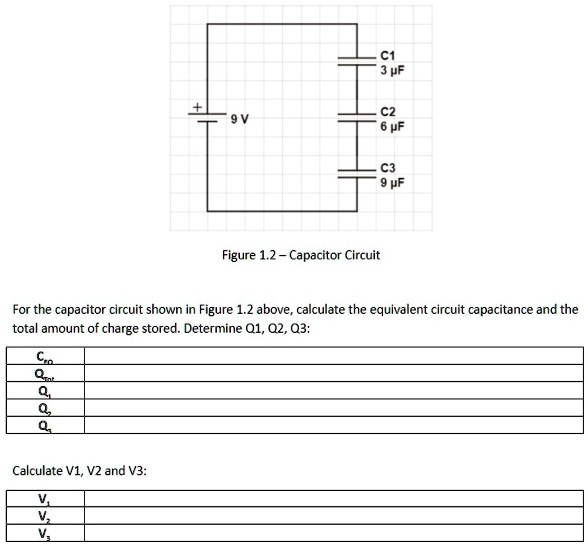 SOLVED: Figure 1.2 - Capacitor Circuit For the capacitor circuit shown in Figure 1.2 above ...