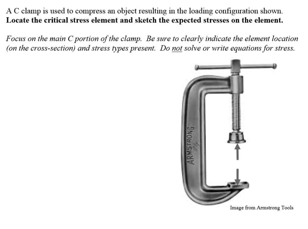 A C clamp is used to compress an object resulting in the loading ...