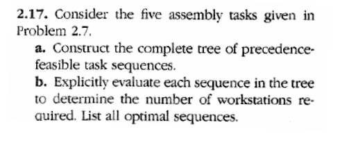 SOLVED: 2.17. Consider the five assembly tasks given in Problem 2.7, a ...