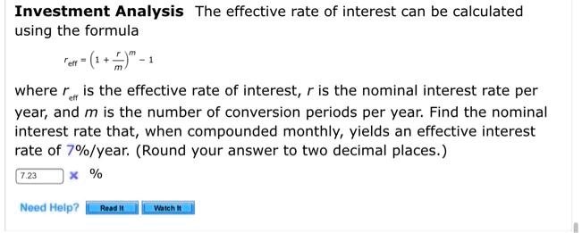 SOLVED: Investment Analysis: The effective rate of interest can be ...