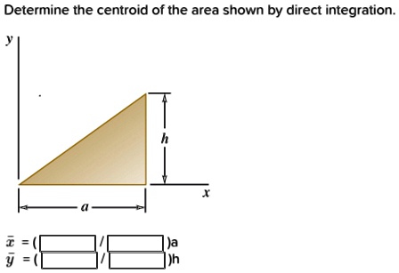 Determine the centroid of the area shown by direct integration. arx ...