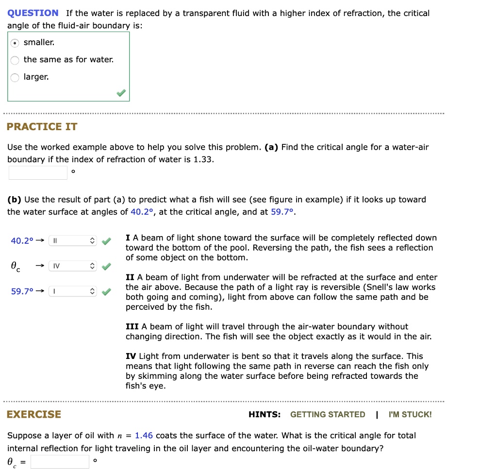 SOLVED: QUESTION: If the water is replaced by a transparent fluid with ...