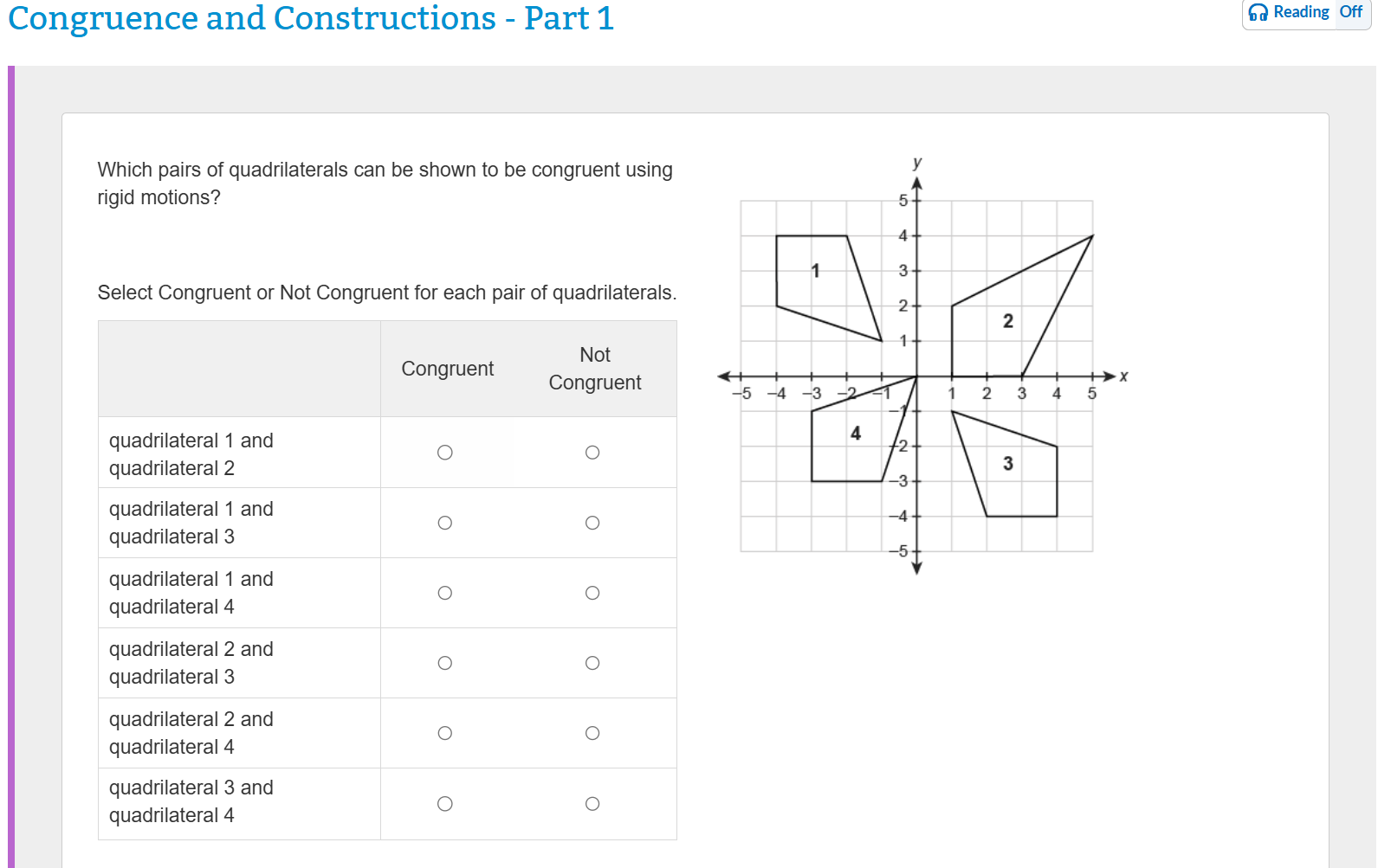 [GET ANSWER] Congruence and Constructions - Part 1 Reading Off Which ...